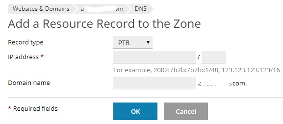 Adding PTR records in Plesk