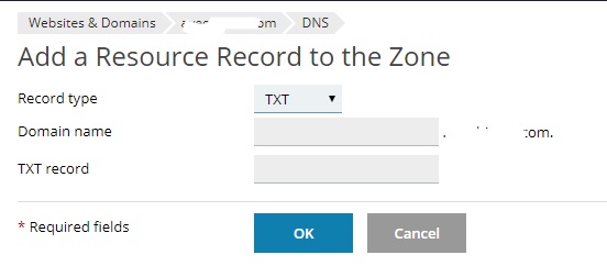 Adding TXT records in Plesk