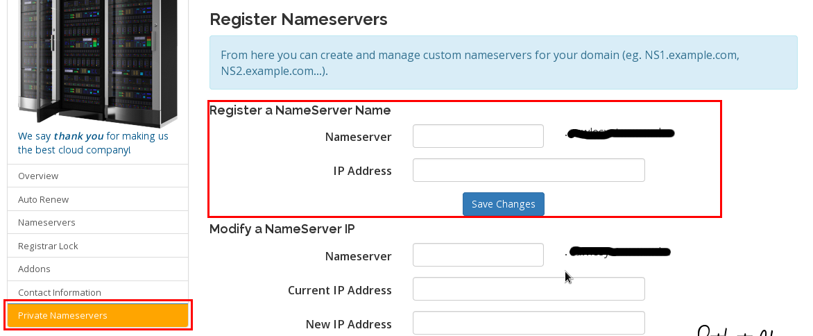 How to create your own name servers