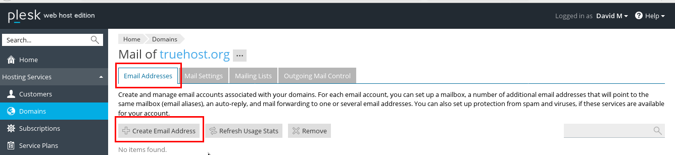 How to create an email in Plesk and access it