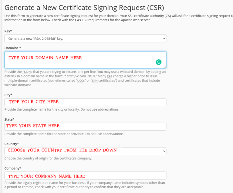 How to Generate Certificate Signing Request (CSR) in the Cpanel