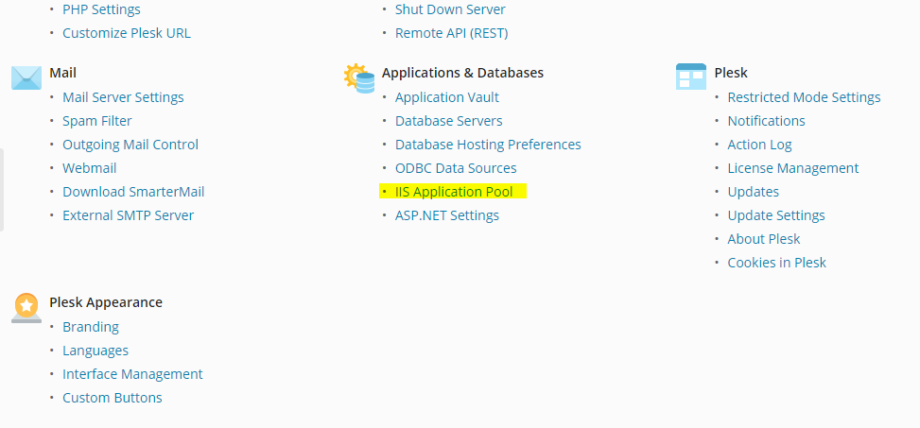 HOW TO CHANGE THE IDLE TIMEOUT OF A IIS APPLICATION POOL ON PLESK.