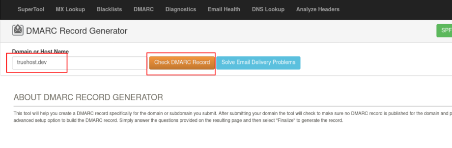 How to Create a DMARC record using MX Tool Box