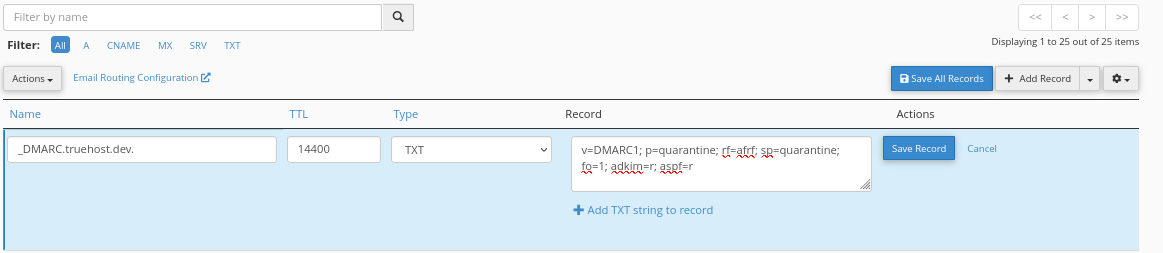 How to add a DMARC record in cPanel
