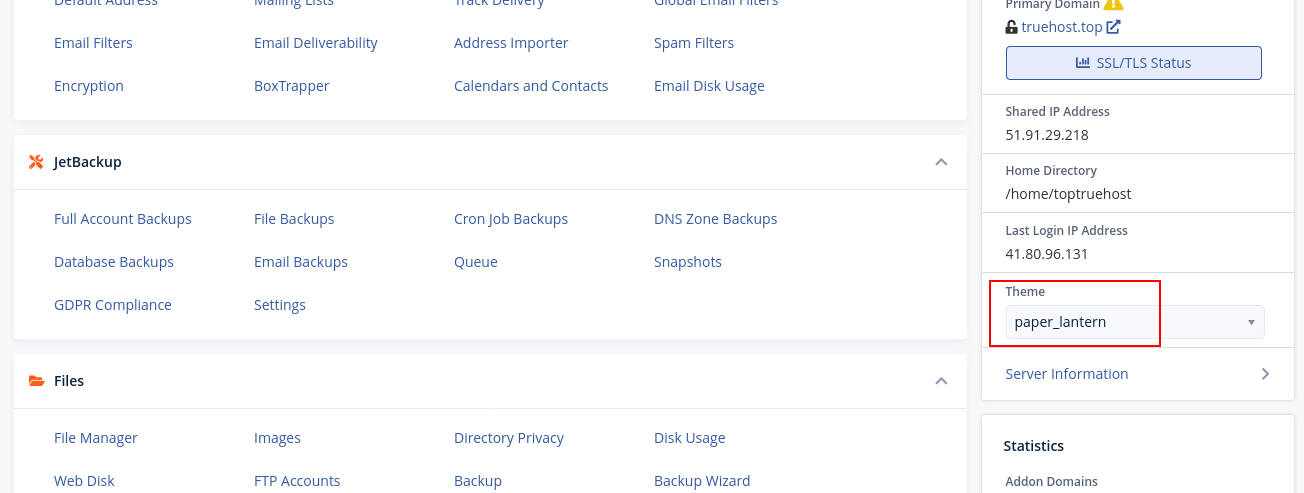 How To Change Your Cpanel Theme to Paper Lantern or Jupiter
