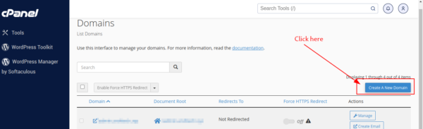How to add an addon domain on Jupiter theme Cpanel