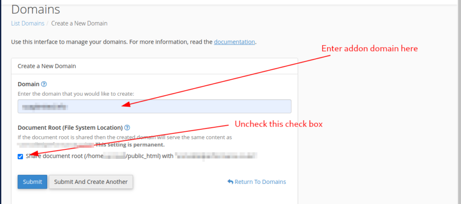 How to add an addon domain on Jupiter theme Cpanel