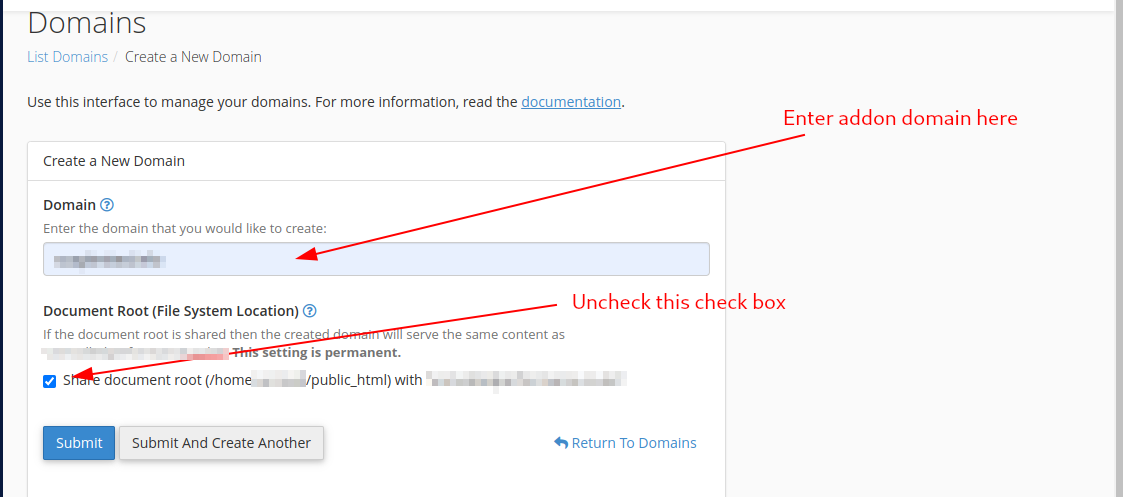 How to add an addon domain on Jupiter theme Cpanel