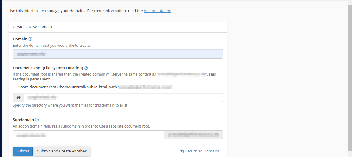 How to add an addon domain on Jupiter theme Cpanel