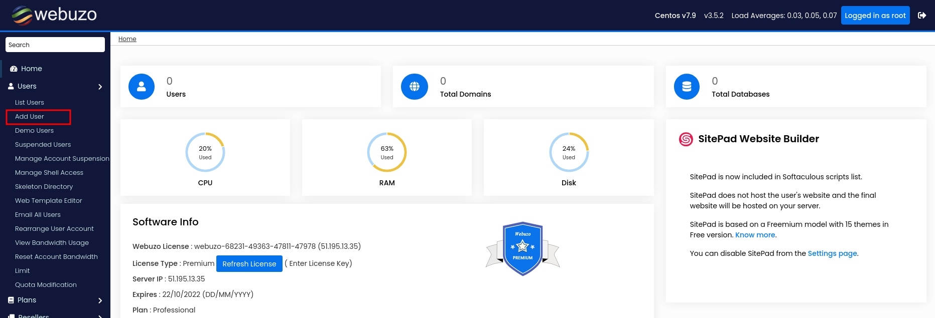 How to Install Webuzo Control Panel