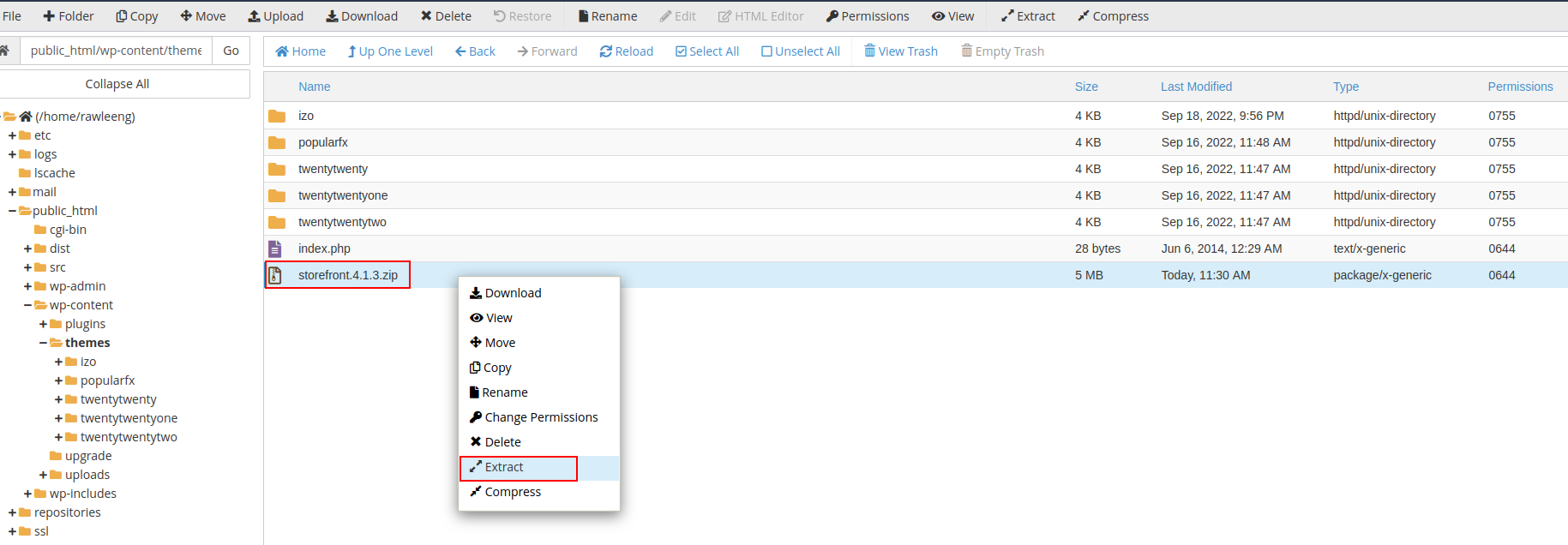 How to Upload a Wordpress Theme/Plugin using File Manager